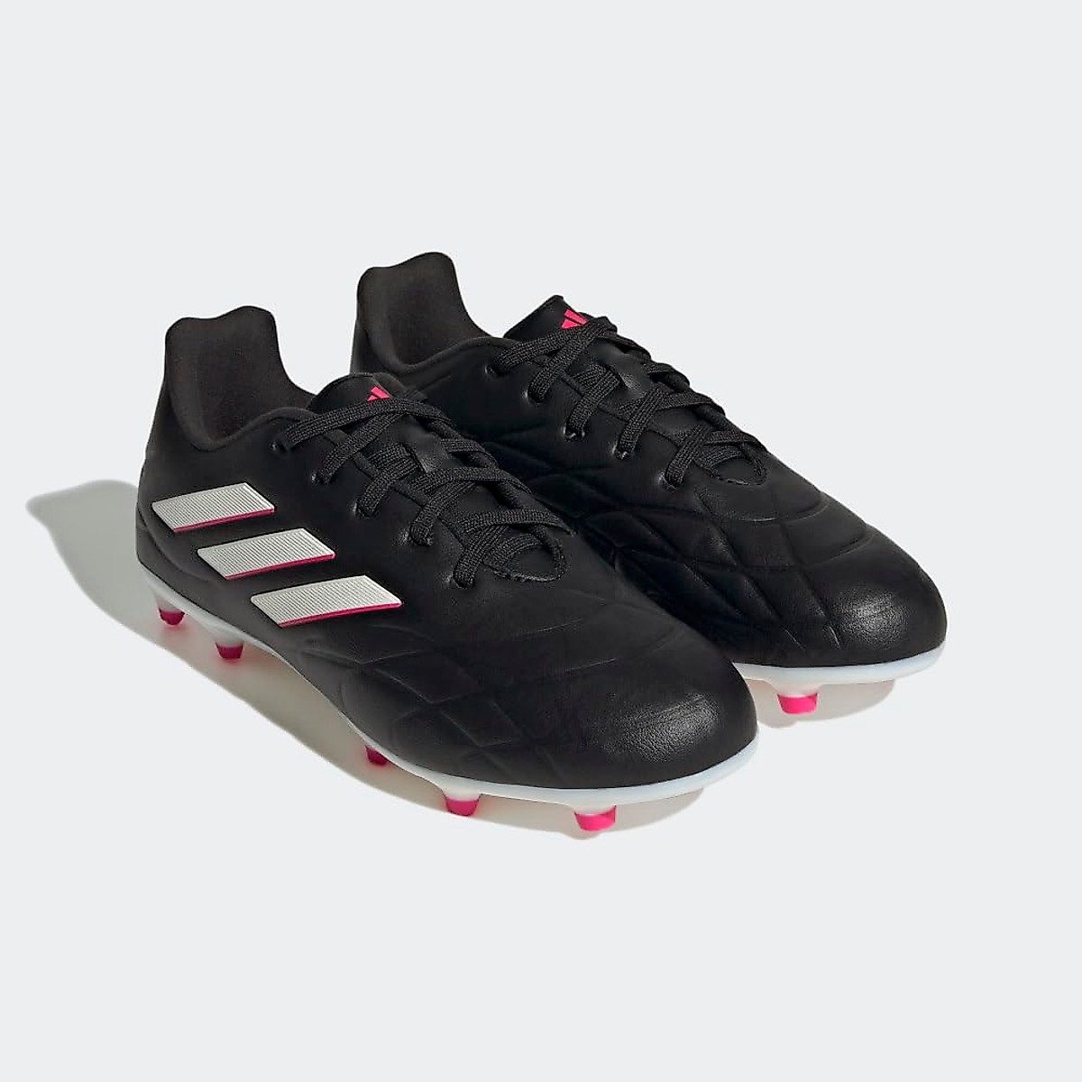 adidas Copa Pure.3 Firm Ground Soccer Shoe, Black/Zero Metallic/Team Shock Pink, 1.5 US Unisex Little Kid