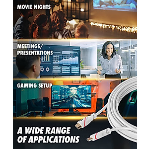 HDMI Cable 35 ft - 4K Resolution UHD 2.0b Ready - Supports Ethernet Ultra HDR Video HD Bandwidth 18Gbps - Audio Return Channel - 35 Feet (10.6 Meters) High Speed HDMI Cable