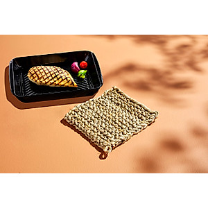 Mud Pie Crochet Woven Pot Holder, 8" x 8",Brown, 1 Count (Pack of 1)