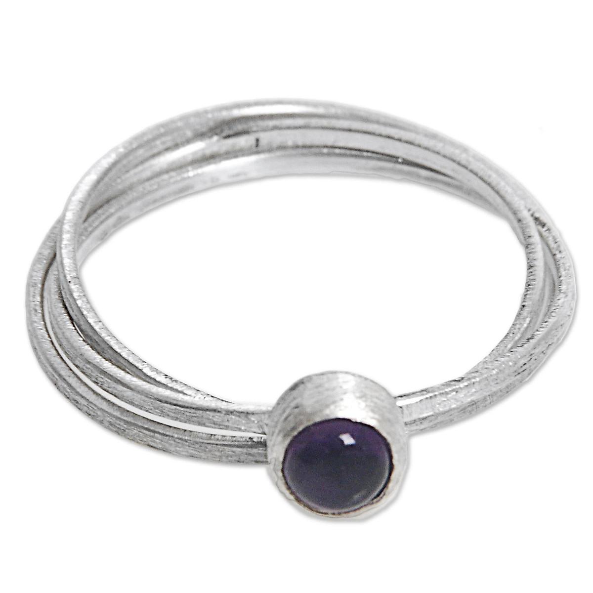 NOVICA Amethyst .925 Sterling Silver Ring 'Magical Force in Purple'