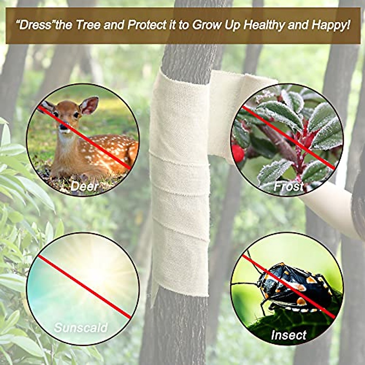 Natural Burlap Tree Wrap Burlap Rolls for Gardening Tree Trunk Wrap Fabric Tree Protector Burlap Wrap Plants Bandage for Keeping Warm and Moisturizing (2 Rolls,7.9 Inches Width)