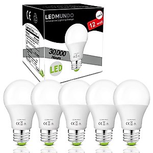 12V-24V AC/DC 12W LED Light Bulbs, Natrual White 4000K, Low Voltage Light Bulbs for Off Grid Solar Lighting Marine Boat, A19 RV Light Bulbs, Interior Lighting for Camper, 1050LM E26 Base, 5 Pack