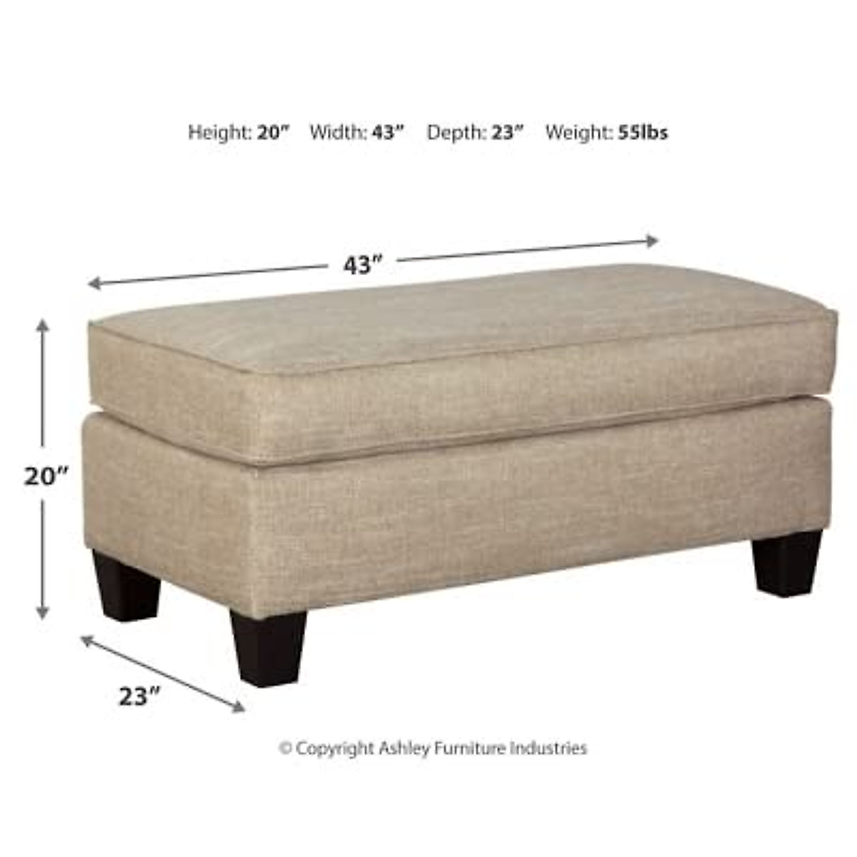 Signature Design by Ashley Almanza Traditional Rectangular Oversized Accent Ottoman, Beige
