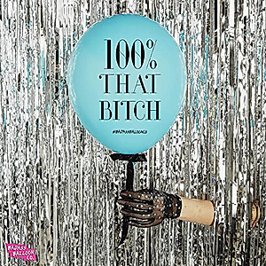 BADASS BALLOONS® 100% That Bitch Birthday & Bachelorette Balloons - Bachelorette Party Balloons - 12 Pack White Balloons- Muti-Color Balloons (Multi Color (Pink, Teal, Marigold, White, Black))