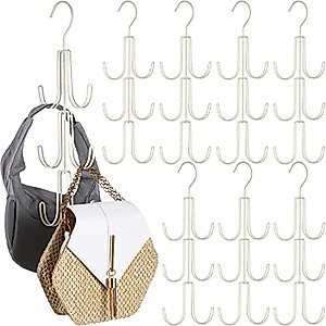 8 Pack Purse Hanger Organizer for Closet Handbag Metal Holder, Hanging Closet Organization Space Saving Storage Scarves, Men's Ties, Women's Shawl, Backpack, Belt, Accessories, Clothes (Apricot)