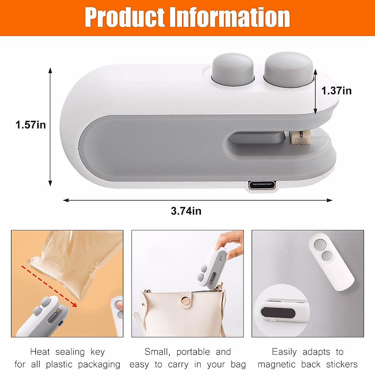 Mini Shred Bag Sealer, 2 in 1 Heat Sealer with Cutter, Portable Resealer Machine,Plastic Heat Seal Vacuum Sealer Kitchen Gadget for Mylar/Food Storage Bags (White 1-pack)