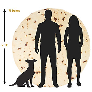 Zulay Burritos Tortilla Blanket Wrap - Double Sided 71 inches Blanket - Holiday Novelty Blanket - Soft Flannel Round Blanket Premium 285 GSM - Fun White Elephant Gift for Adults