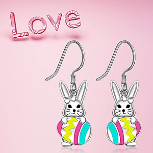 Easter Earrings for Women Easter Bunny Earrings Egg Dangle Sterling Silver Easter Bunnies Gifts