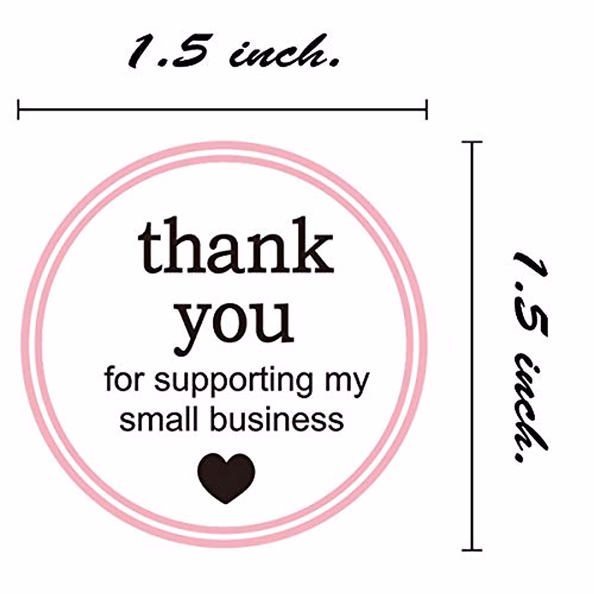 1.5 Inch Pink Merry Christmas Thank You for Supporting My Small Business Stickers with Hearts - Heart Thank You Present Gift Labelsfor Envelope Sealing,Business Packaging and Gift Wrap 500Pcs