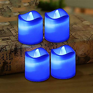 Rakumi LED Candles, Flameless LED Tea Lights, Battery Operated LED Votive Candles for Valentine's Day Wedding Birthday Party, 24 Packs (Blue)