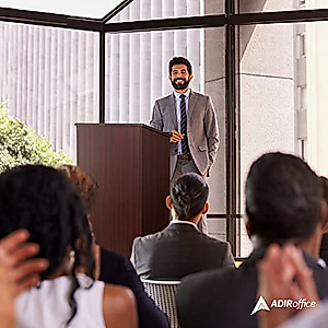 Adir Podium Wood Stand- Standing Desk for Speakers with Storage Shelf Used as Wooden Standing Shelf for Church, Classroom, Office, Restaurants (46.25 Inches, Mahogany)