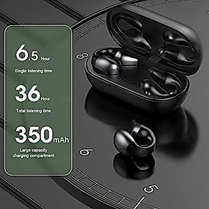 Ear-Clip Bone Conduction Headphones Bluetooth 5.3, Painless Wireless Open Ear Clip on Headphone,Waterproof Mini Sport Running Earring Earphone, Noise Cancelling HiFi Quality Long Battery Life ( Color