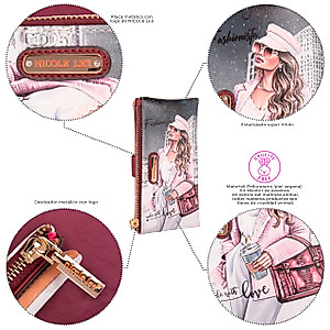 Nicole Lee Amanda Bifold 2 Pieces RFID Zipper Wallet, Removable Cardholder Wallet, ID Windows, Multi Organization (Sara is Soft but Strong)