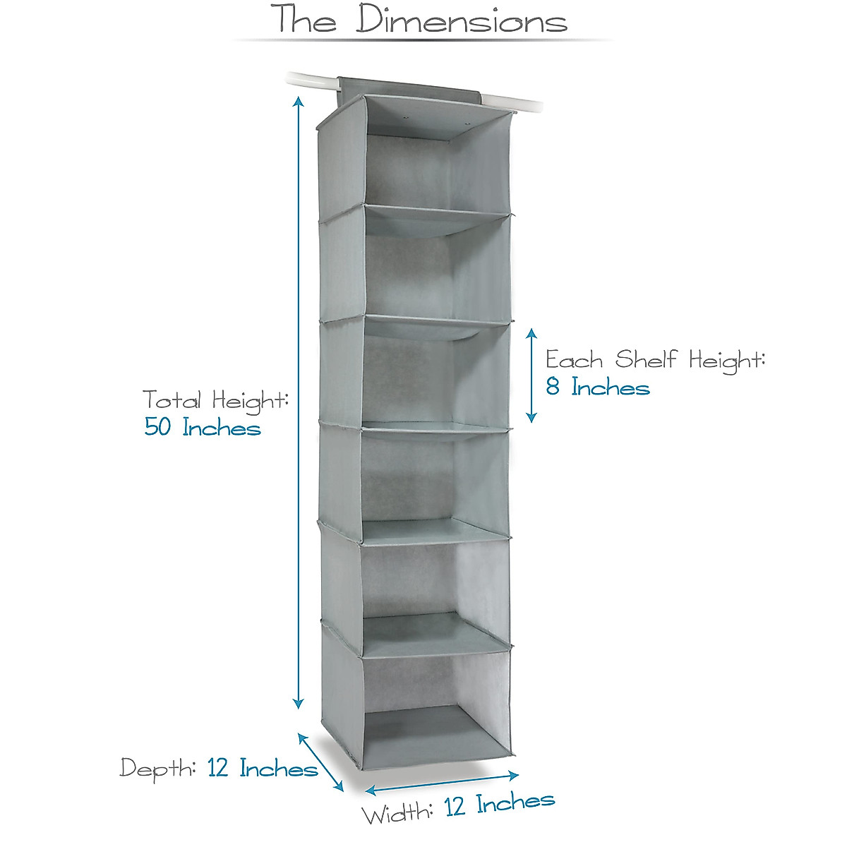 Mighty Tidy Home 12-Shelf Hanging Closet Storage 2-Pack Combo | Extra Thick and Sturdy | 2-Pack Combo, 12 Shelves Total | Space Saving Storage Holder for Wardrobe Closet (Grey)