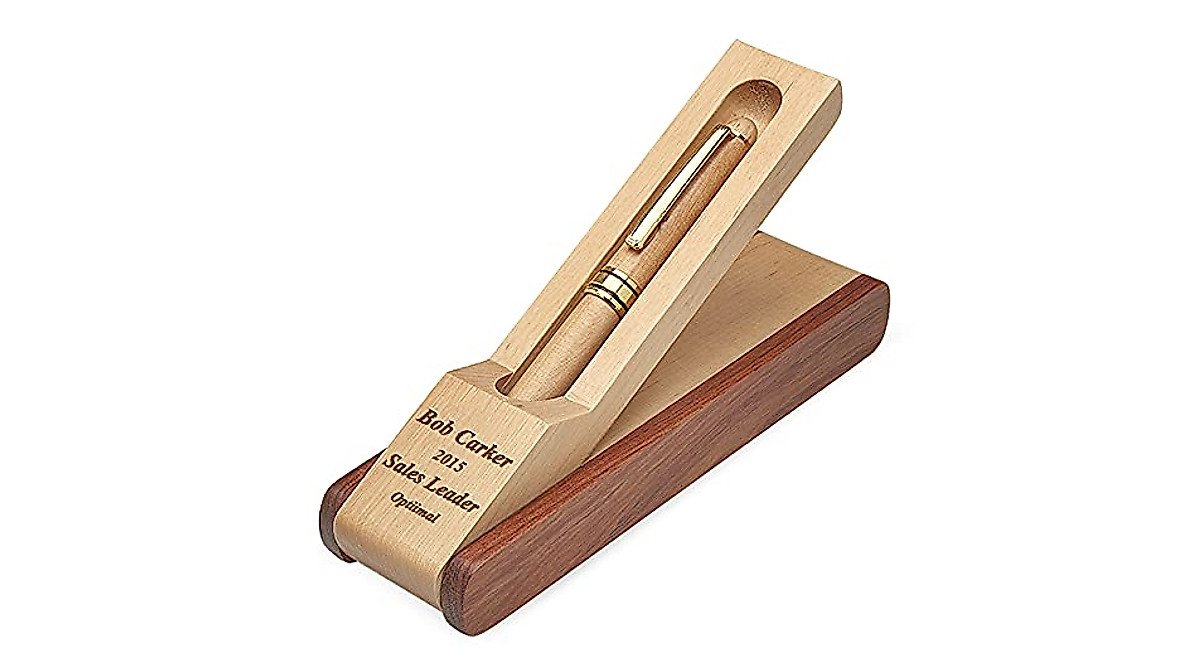 Custom Engraved Flip Over Wooden Pen Stand
