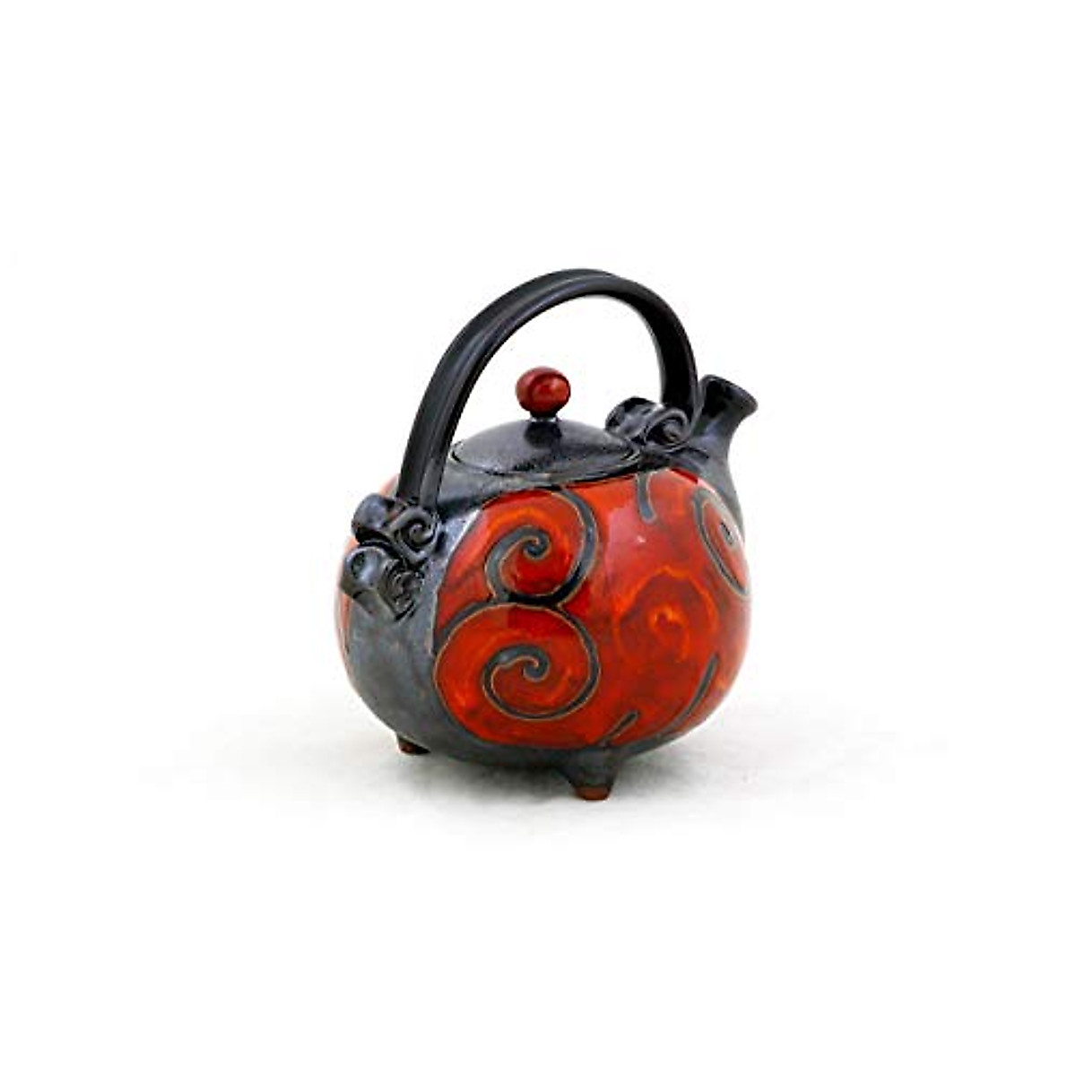 Handmade Pottery Teapot, Red and Black Serving Teapot, Stoneware Teapot, Kitchen decor, Handmade teapot, Pottery kettle, Tri Ushi