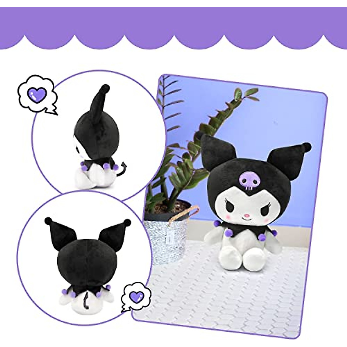 GIRARVS Kurоmi Plush Toys - Cute Soft Doll Toys - Originating from Children's Favorite Cartoon Animations - Popular Among All Children (Black)
