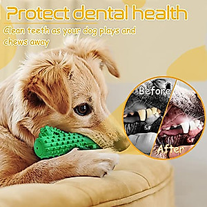 Rmolitty Durable Squeaky Dog Toys for Aggressive Chewers, Tough Rubber Dental Chew Dog Toys for Large Medium Small Breed (Green)