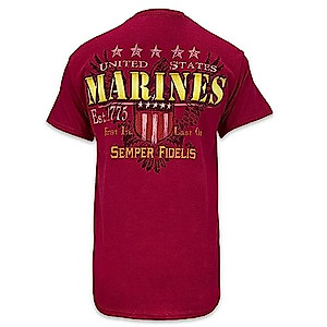 Armed Forces Gear Men's Marine Corps Shield Grunge T-Shirt - Official Licensed United States Marine Corps Shirts for Men (Red, Large)