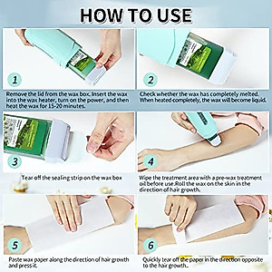 Roll On Wax, Waxing Kit for Women, Roller Waxing Kit for Sensitive Skin, Chamomile Wax Roller Kit for Larger Areas of the Body, at Home Waxing Kit for Women and Men, Hair Removal Wax with Wax Cartridge