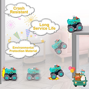 HIEMAO Monster Toy Cars for 1 2 3 4 Year Old Boys, 3 Pack Friction Powered Push & Pull and Go Animal Trucks, Car Toys Vehicles Set for Toddler (Mid Size, Bull/Leopard/Crocodile)