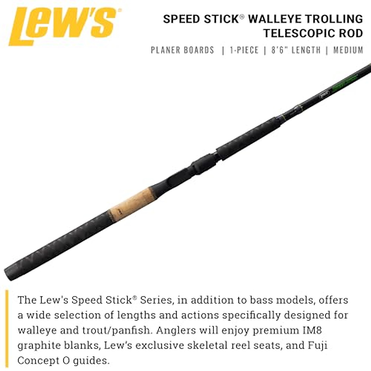 Lew's Speed Stick 8'6"-1 Medium Planner Boards Telescopic Walleye Trolling Rod