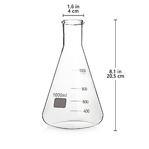 Autoark Glass 1000 ml Heavy Wall Narrow Mouth Erlenmeyer Flasks with Heavy Duty Rim,1-Pack,AIS-016