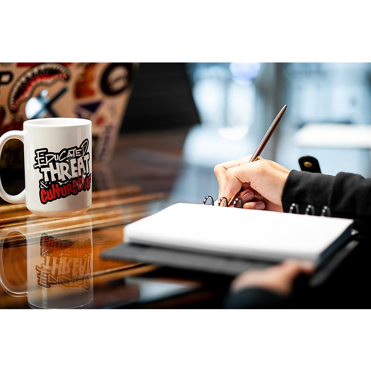 Ambition LTD Black Key Agenda, Woven A5 (5.8 x 8.3") sized planner, organizational tool, Black Matte 6 ring binder, Vegan Leather