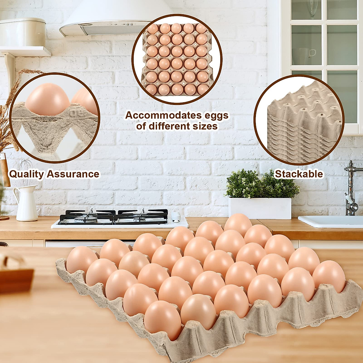 60 Pieces Egg Crates Bulk 30 Cell Egg Cartons Bulk Pulp Fiber Egg Cartons Reusable Paper Egg Container Empty Egg Tray Egg Holder for Farm Market Family Kitchen Storing Eggs