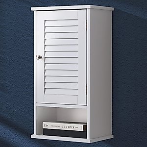 FRALIMK Bathroom Wall Cabinet, Single Door Over The Toilet Storage, Adjustable Shelves, Louver Door, Space Saver, Wall Mounted Organizer, 13 * 25 inches
