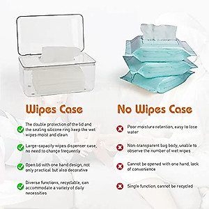 Flenpptly Baby Wipes Dispenser, Wipe Holder Wipes Container Large Capacity Keep Wipes Fresh & Easy to Open (Transparent)