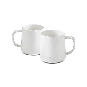 T-WARE 16 Oz Coffee Mugs Set of 2, White Speckled Ceramic Mug, Coffee Cups Ceramic