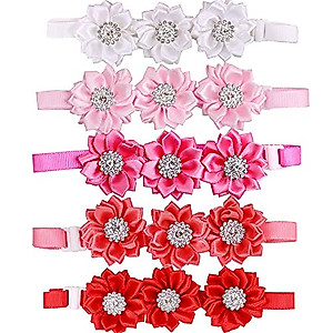 Masue Pets 15pcs/Pack Dog Bow Tie Dog Flower Collar Diamond Dog Accessories Pet Flower Bows Small Dogs Cat Puppy Bowtie Collar Dogs Bowties Pet Supplies