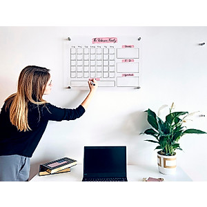 Acrylic Family Planner Wall Calendar - Personalized Calendar 2024, Dry Erase Calendar, Monthly and Weekly Calendar, Transparent Calendar