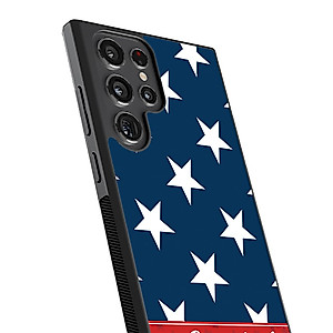 Red White Blue Stars Personalized Black Rubber Phone Case Compatible With Samsung Galaxy S25 S25+ S25 Ultra S24 S24+ S24 Ultra S24FE, S23 FE S23+ Ultra S22 S22+