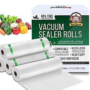Vacuum Sealer Bags for Food Saver, 4 Pack 11" x 25'ft Commercial Grade Food Saver Vacuum Sealer Bags Rolls, Food Vac Storage & Seal, Meal Prep, Microwave & Freezer Safe, Sous Vide, Seal A Meal (100ft Total)