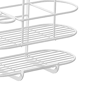 Almencla Iron Hair Dryer Holder Wall Hair Care Tools Organizer Shower Shelf Bathroom Storage Stand Hanger Hair Straightener Stand Bathroom Bedroom, White