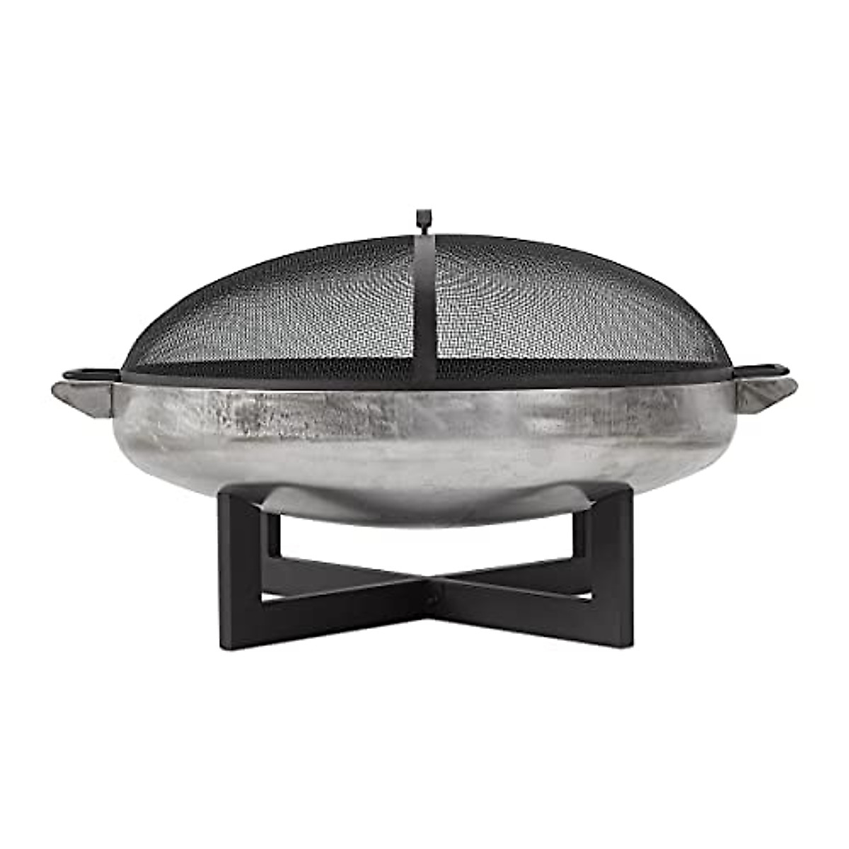 Real Flame La Porte 37" Round Wood Burning Fire Pit for Outdoors, Rust with Spark Screen, Poker and Log Grate - Steel Wood Burning Fire Bowl - Durable Outdoor Fire Pit