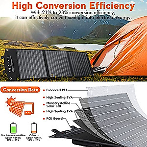 VTONCE 60W Solar Panel, Portable Foldable Solar Charger Kit with PD60W / USB QC3.0 / 18V DC Output for Power Station Generator, Phones, Laptops, Suitable for Outdoor, RV Travel, Camping and Home