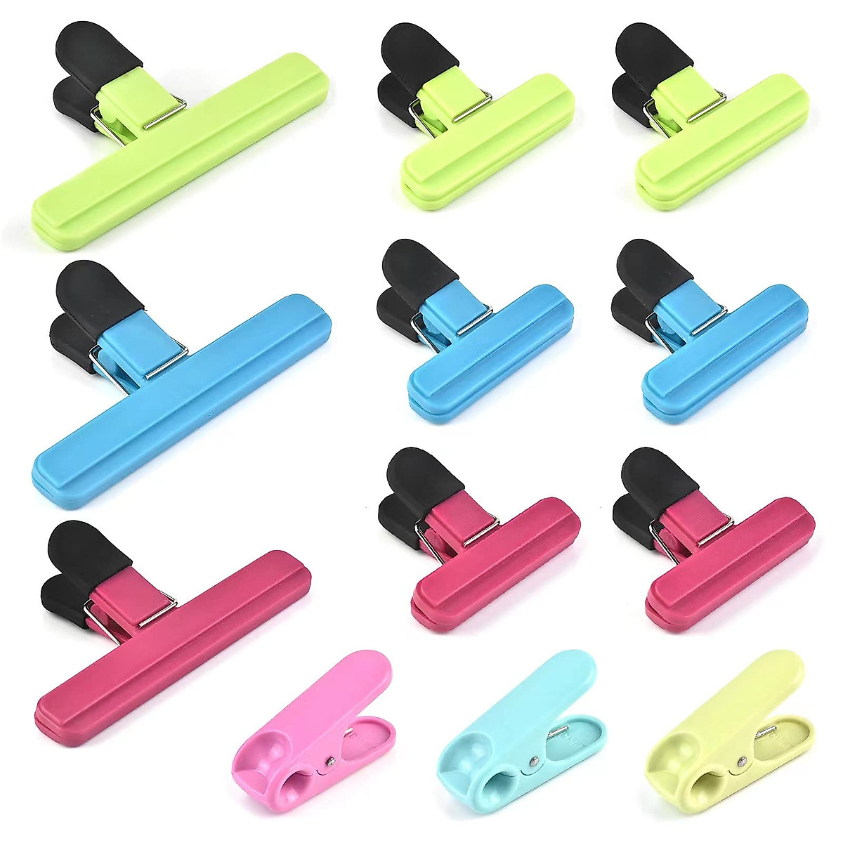 12 Pack Large Chip Bag Clips Set, Wmiwulien Assorted Sizes Food Bag Clips, Chip Clips, Plastic Heavy Seal Grip