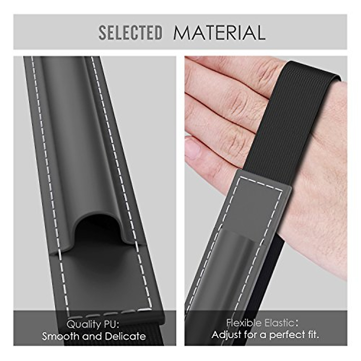 MoKo Holder Case for Microsoft Surface Pen, Premium PU Leather Cover Sleeve Pouch Protective Carrying Bag with Elastic Strap for Surface Pen Case and Other Cases Length up to 9.3"-13.5", Space Gray