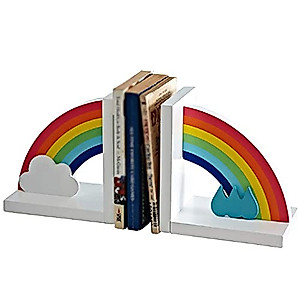 Tbkoly Rainbow Wood Bookend Book Ends Economy Universal Nonskid Heavy Duty Bookend Shelves Office Bookend Book EndNatural