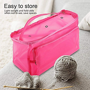 Fdit Knitting Bag Yarn Storage/Portable Tote Crochet 3 Holes Storage Bags to Protect Yarn Prevent Tangling(Rose Red)