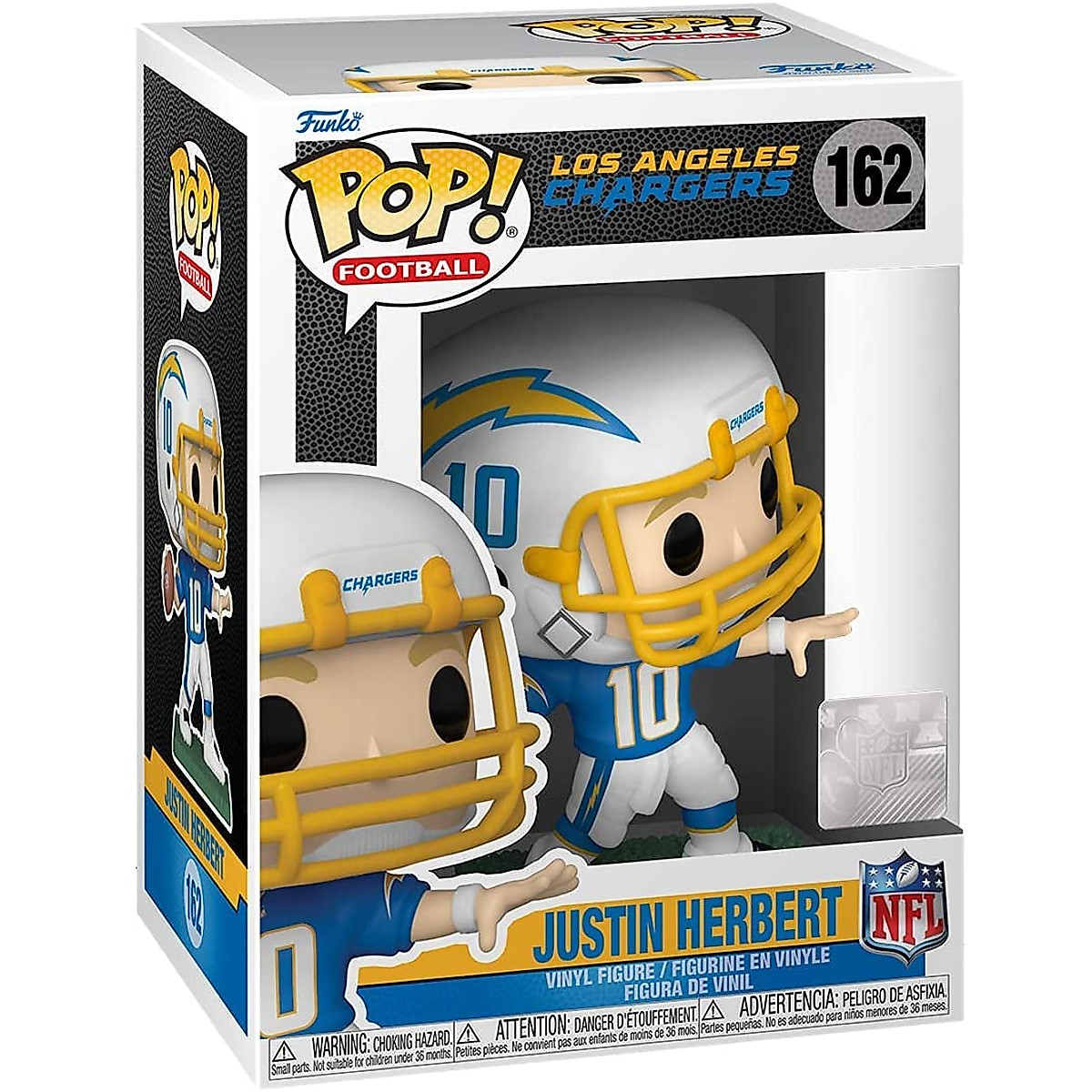 FunK0Protector Pop NFL: Justin Herbert Los Angeles Pop # 162 Vinyl Figure Bundled with EcoTek Pop Protector