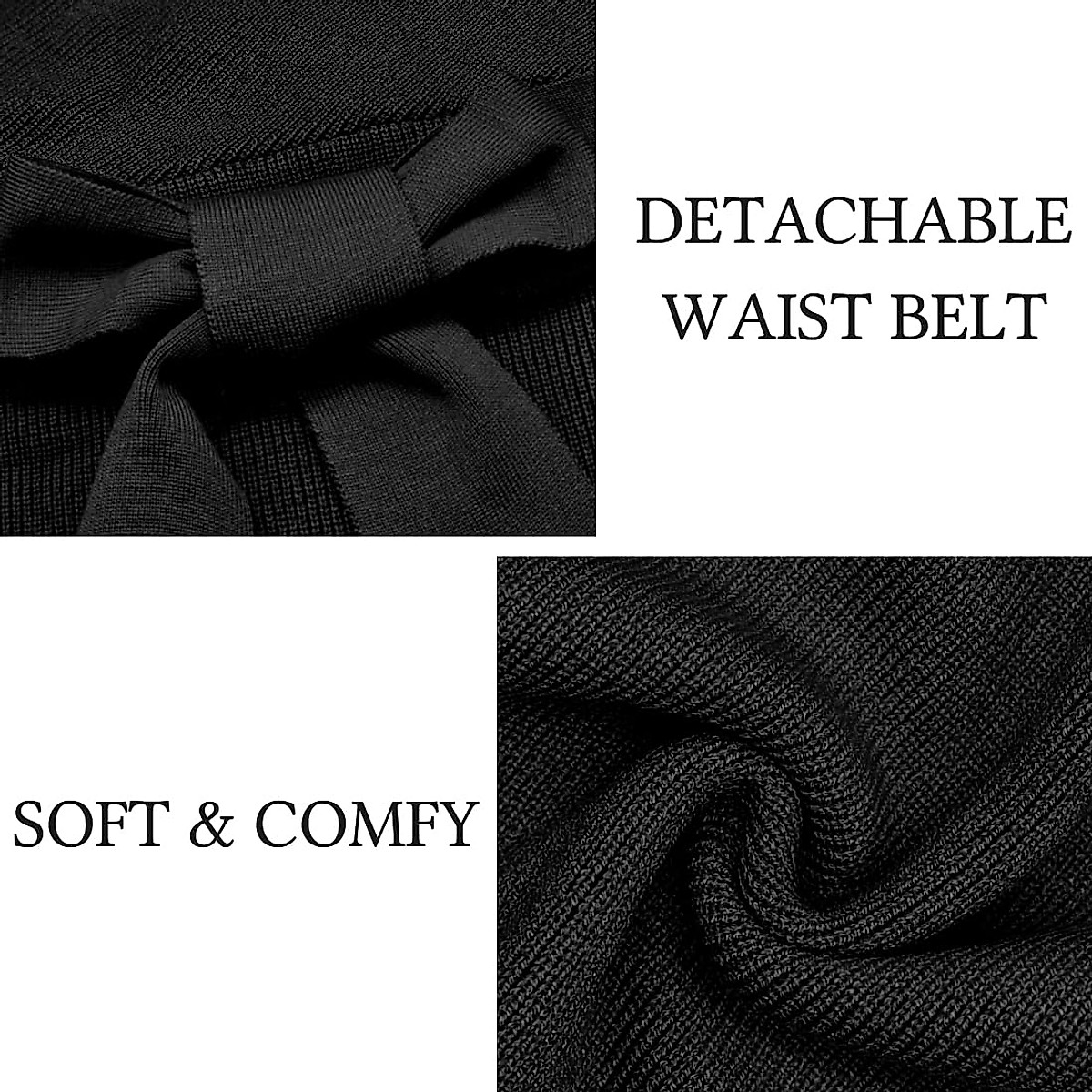 Mansy Women's Sexy Cocktail Batwing Long Sleeve Backless Mock Wrap Knit Sweater Mini Dress (L, Black)