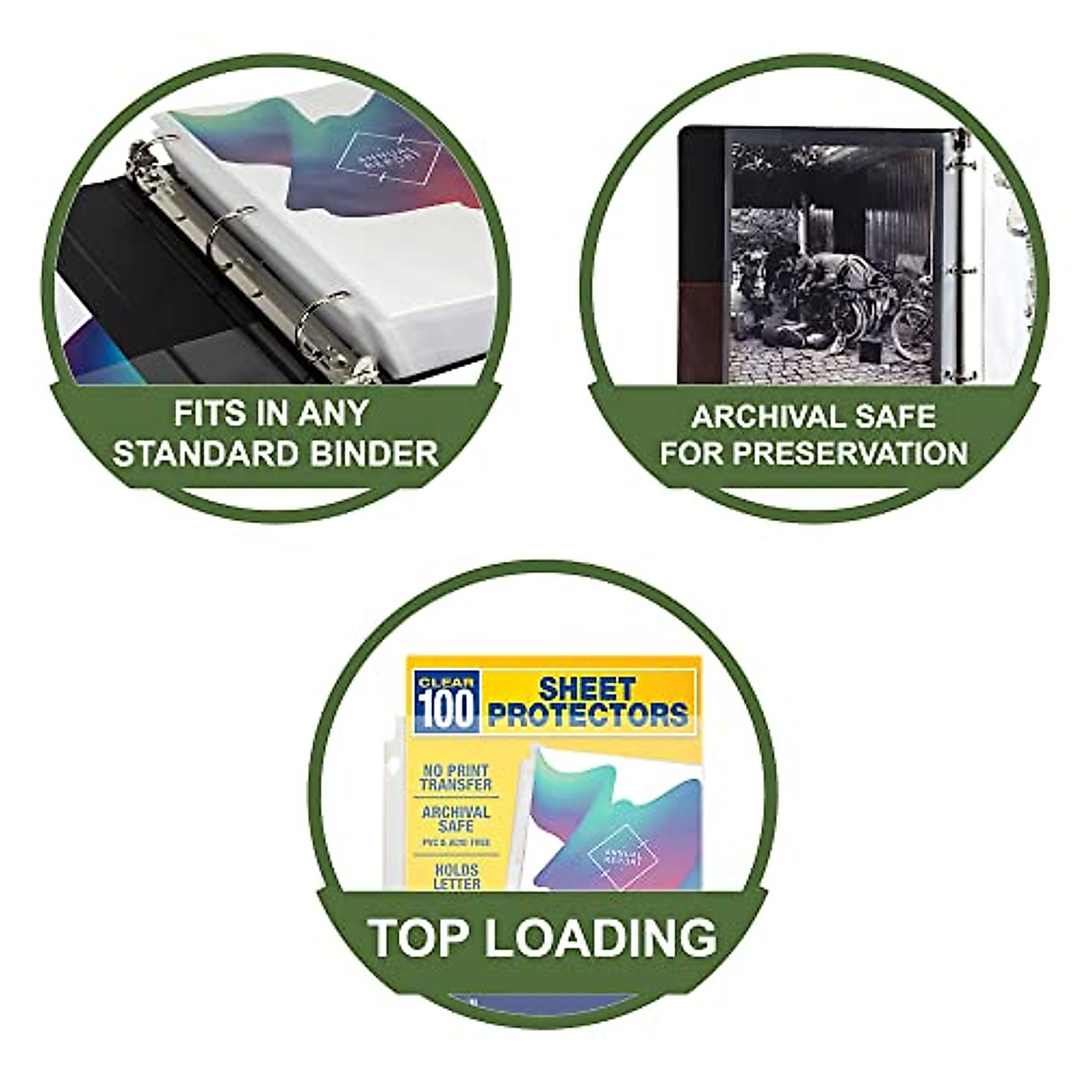 Samsill 100 Sheet Protectors, Standard Weight Clear Page Protectors for 3 Ring Binder, 1.97 MIL Thick Top Loading Document Protectors, Holds 10+ Sheets, Archival Safe/Acid Free, Box of 100