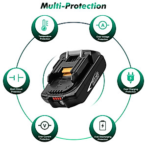 2Packs 18 Volt 3.0Ah BL1830B Lithium-ion Replacement Battery Compatible with Makita 18V Battery BL1815 BL1815N BL1820 BL1820B BL1830 BL1840 BL1840B BL1850 BL1840B BL1860 BL1840B Cordless Tools(Black)