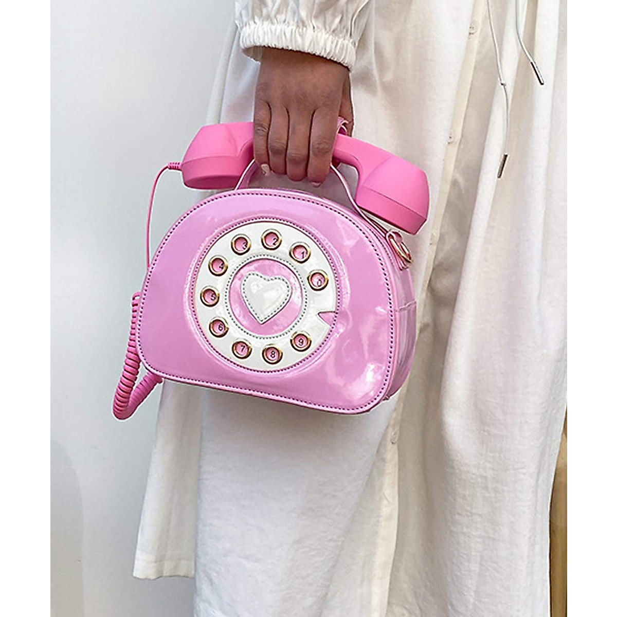 QZUnique Telephone Shoulder Bag Women Retro Cross Body Bag PU Leather Clutch Purse Chain Tote Bag