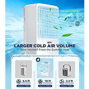 Portable Air Conditioner Quiet Fan with Remote Control, 4000mAh USB Rechargeable Mini AC Evaporative Cooler, Anti-Leak Cooling With 3 Speeds For Home Outdoor