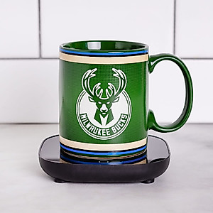 Uncanny Brands NBA Milwaukee Bucks Logo Mug Warmer with Mug – Keeps Your Favorite Beverage Warm - Auto Shut On/Off